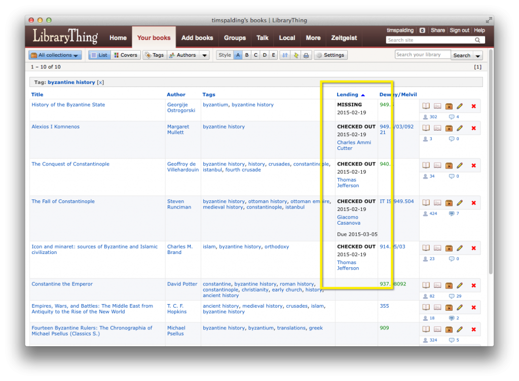 New Feature: Lending (a.k.a. “Circulation”) « The LibraryThing Blog