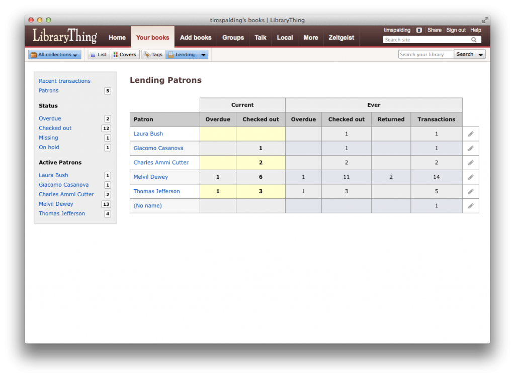 New Feature: Lending (a.k.a. “Circulation”) « The LibraryThing Blog