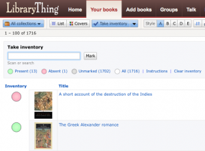 New Feature: Take Inventory « The LibraryThing Blog